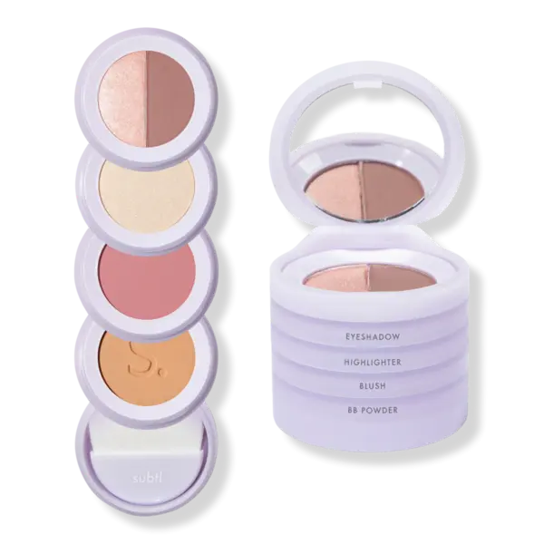 SUBTL. BEAUTY 4-in-1 Stack With Powder Foundation, Eyeshadow, Blush, And Highlighter - Light 3n