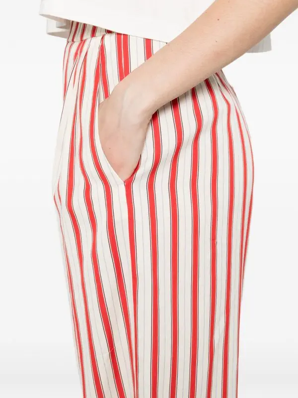 FORTE_FORTE Striped Wide Leg Trousers - Red