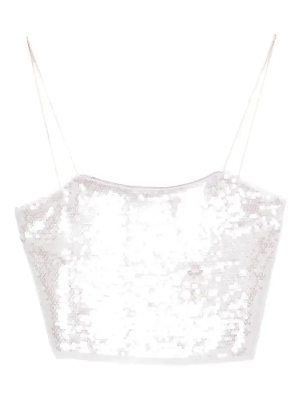 FORTE_FORTE Sequined Top - Silver