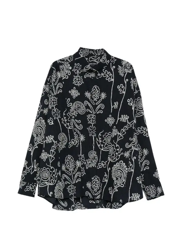Giorgio Armani Printed Shirt Jacket - Gray