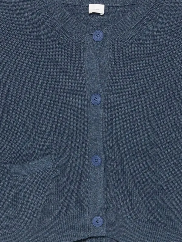 CT PLAGE Cotton Crewneck Cardigan - Blue