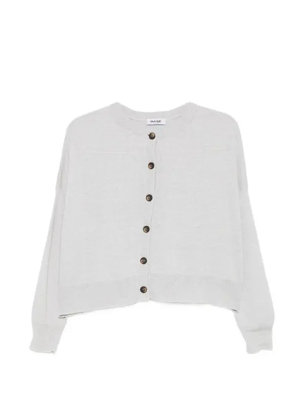 BASE Linen And Cotton Blend Cardigan - Grey