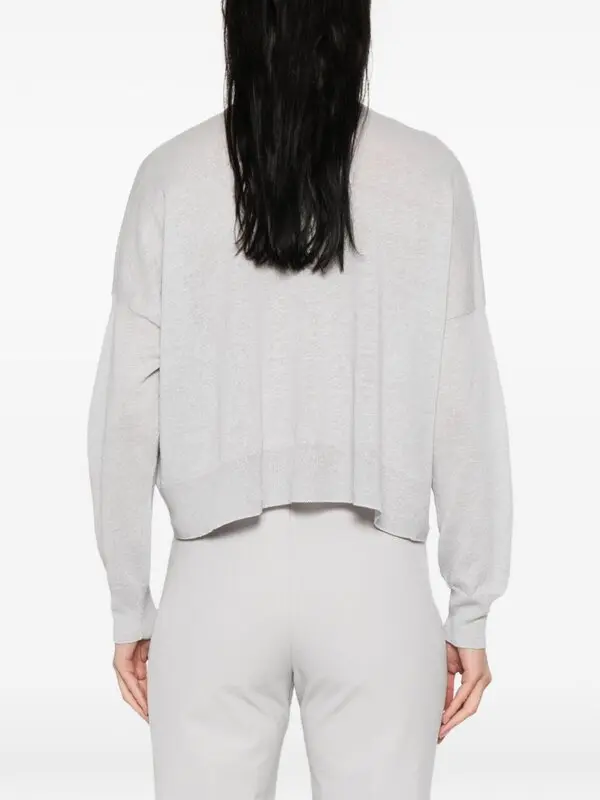 BASE Linen And Cotton Blend Cardigan - Grey