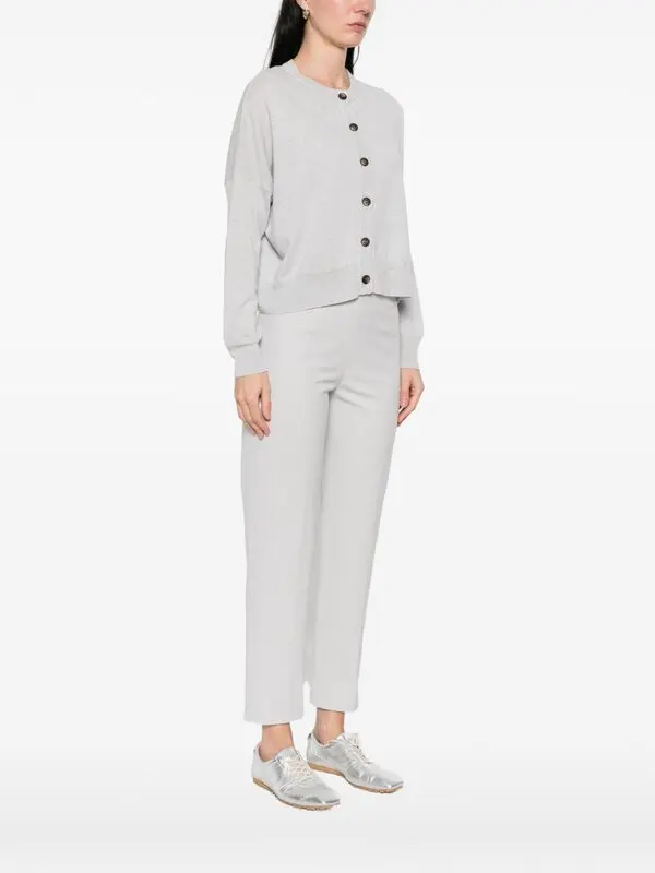 BASE Linen And Cotton Blend Cardigan - Grey
