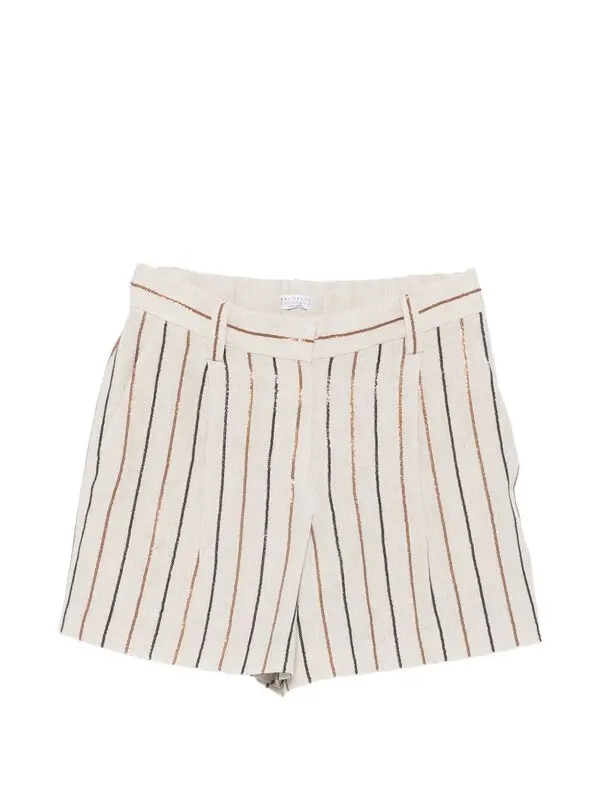 Brunello Cucinelli Striped Linen Shorts - Beige