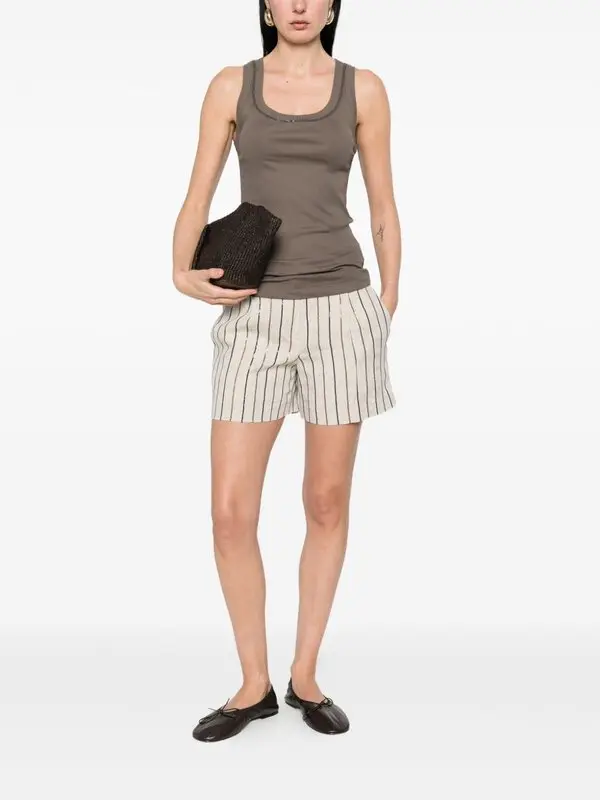 Brunello Cucinelli Striped Linen Shorts - Beige