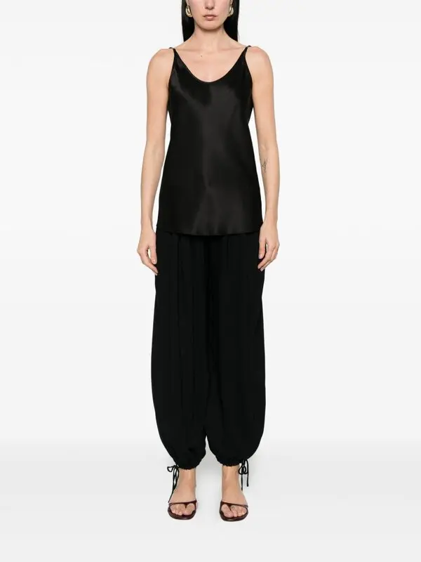 Brunello Cucinelli Silk V-neck Sleeveless Top - Black