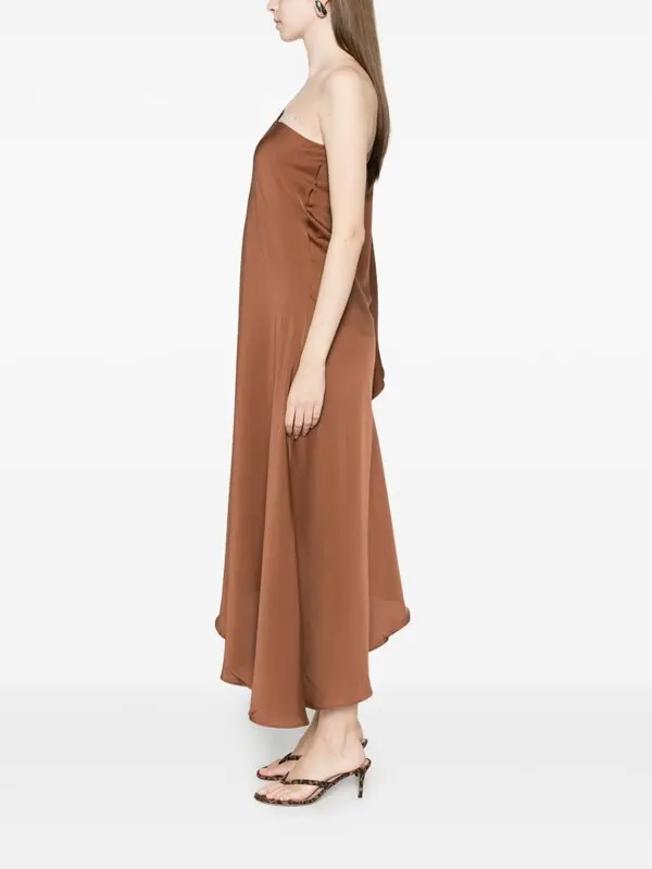 NOUVELLE SILK95FIVE Ritz Silk Asymmetric Dress - Brown