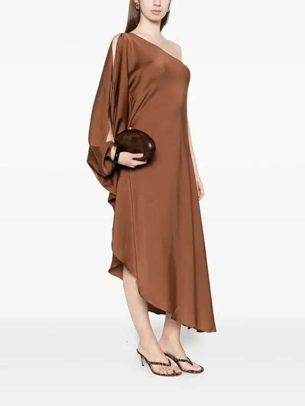 NOUVELLE SILK95FIVE Ritz Silk Asymmetric Dress - Brown