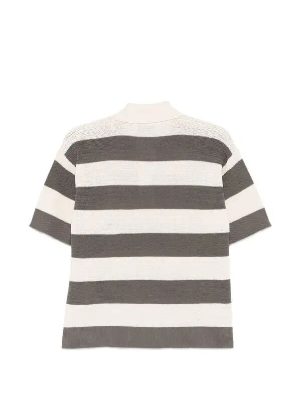AMI Paris De Coeur Striped Polo Shirt - Grey