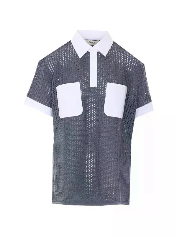 Fendi Open-knit Polo Top
