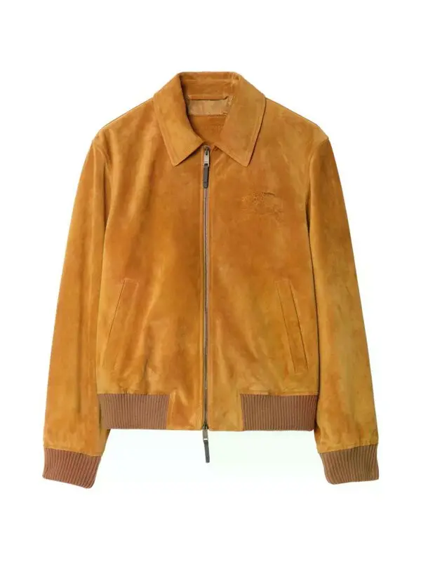 Burberry Suede Harrington Jacket With Equestrian Knight Design