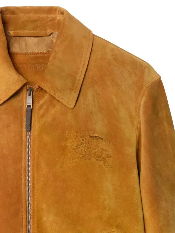 Burberry Suede Harrington Jacket With Equestrian Knight Design