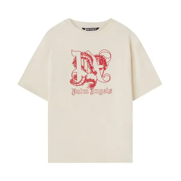 Palm Angels Dragon Lunar New Year Tee 'beige/red - Cream