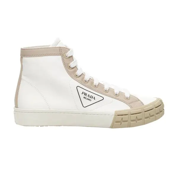 Prada Gabardine Wheel High-top Sneakers - White