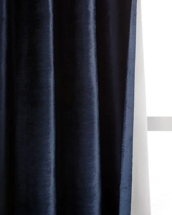 Quince Luster Velvet True Blackout Curtain Single Panel - Navy
