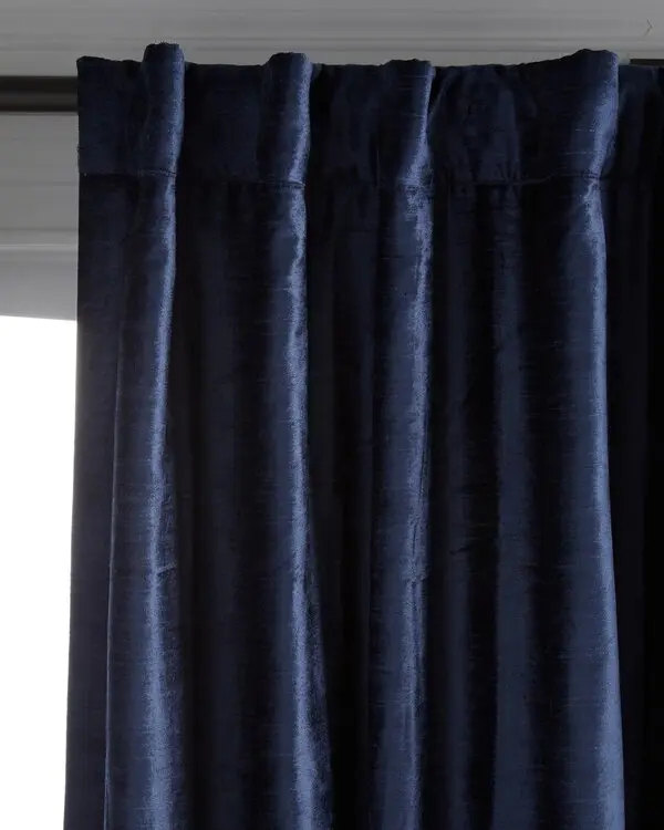Quince Luster Velvet True Blackout Curtain Single Panel - Navy