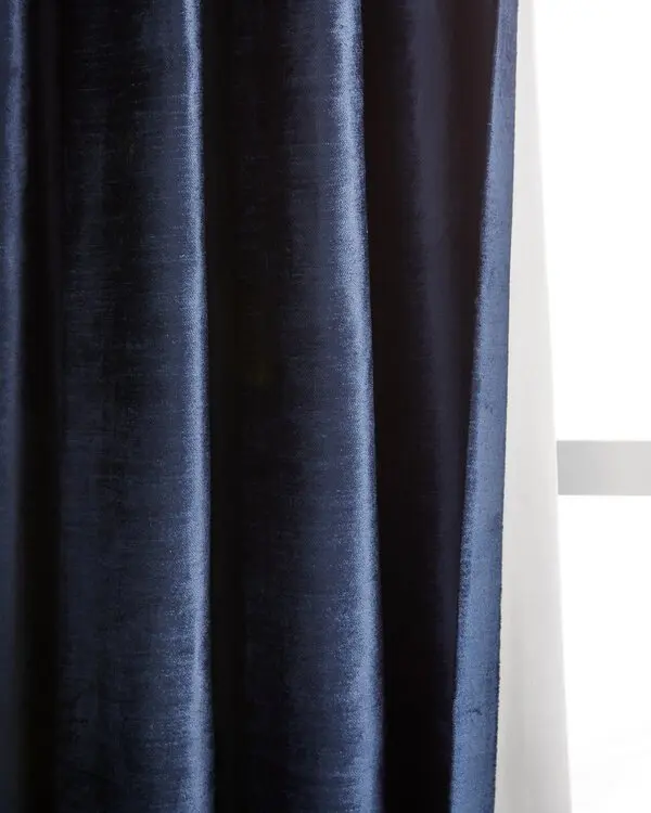 Quince Luster Velvet True Blackout Curtain Single Panel - Navy