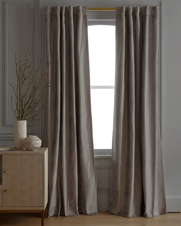 Quince Luster Velvet True Blackout Curtain - Silver