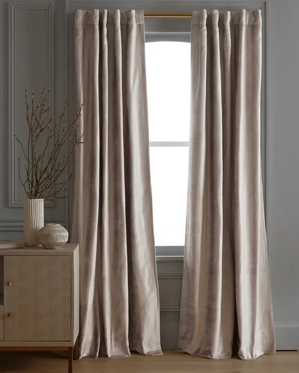 Quince Luster Velvet True Blackout Curtain Single Panel - Silver