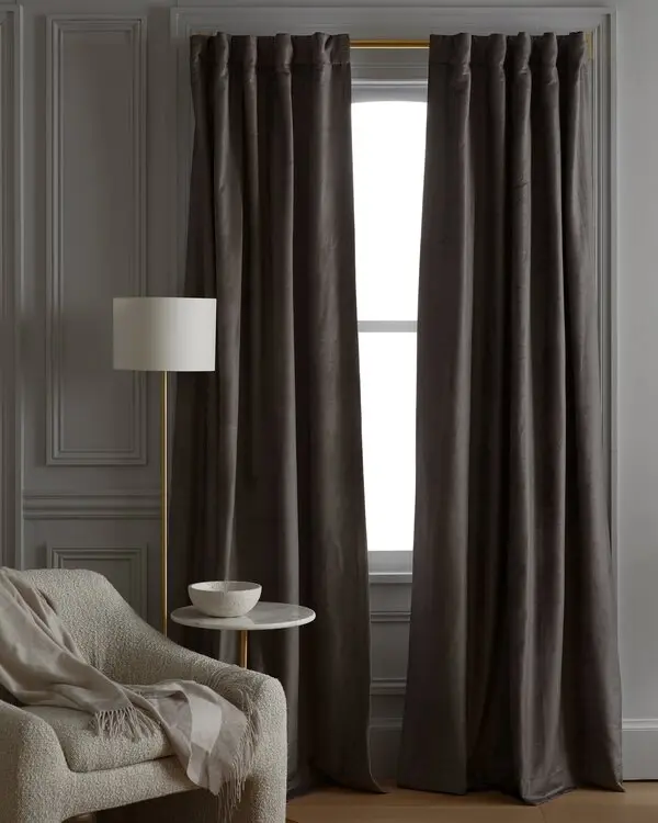 Quince Luster Velvet True Blackout Curtain Single Panel - Slate