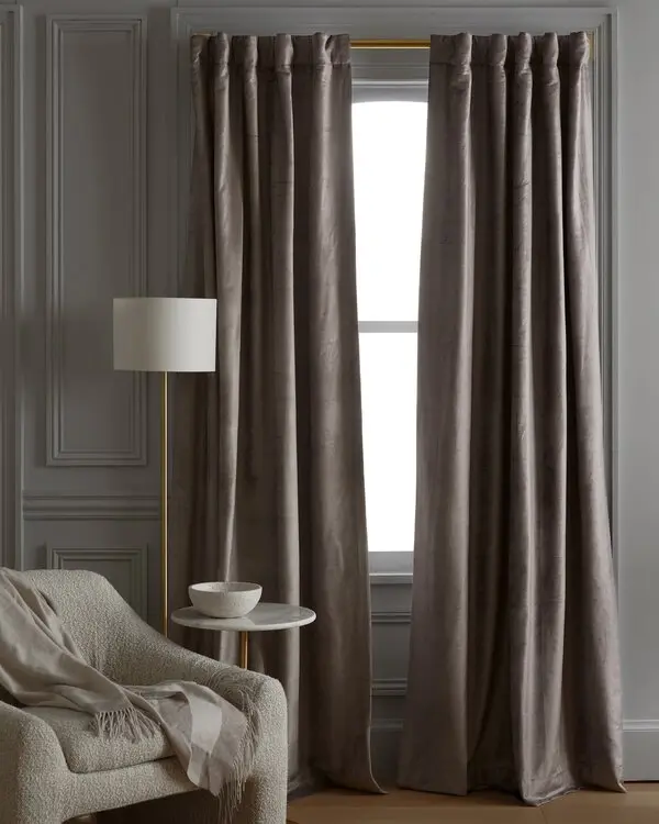 Quince Luster Velvet True Blackout Curtain Single Panel - Slate