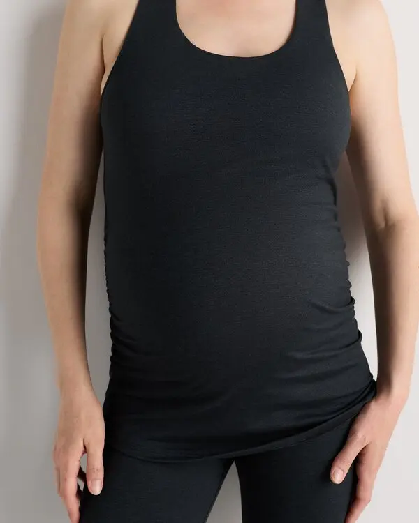 Quince Ultra-soft Maternity Built-in Bra Tank Top - Heather Black
