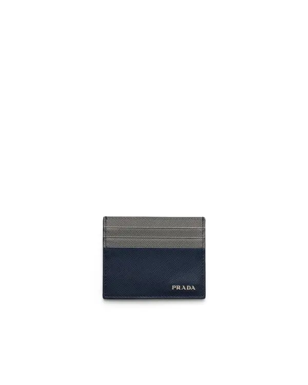 Prada Saffiano Leather Card Holder - Blue