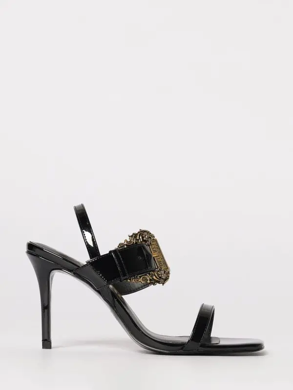 Versace Patent Leather Stiletto Sandals - Black