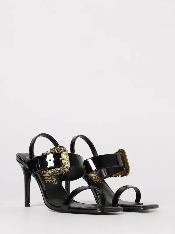Versace Patent Leather Stiletto Sandals - Black