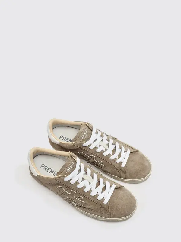 Premiata Steven Embellished Suede Low Top Sneakers - Mud