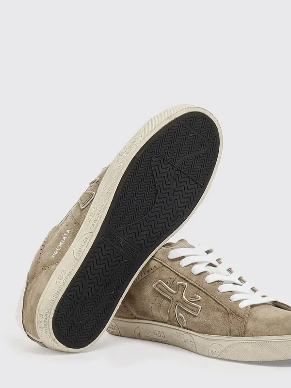 Premiata Steven Embellished Suede Low Top Sneakers - Mud