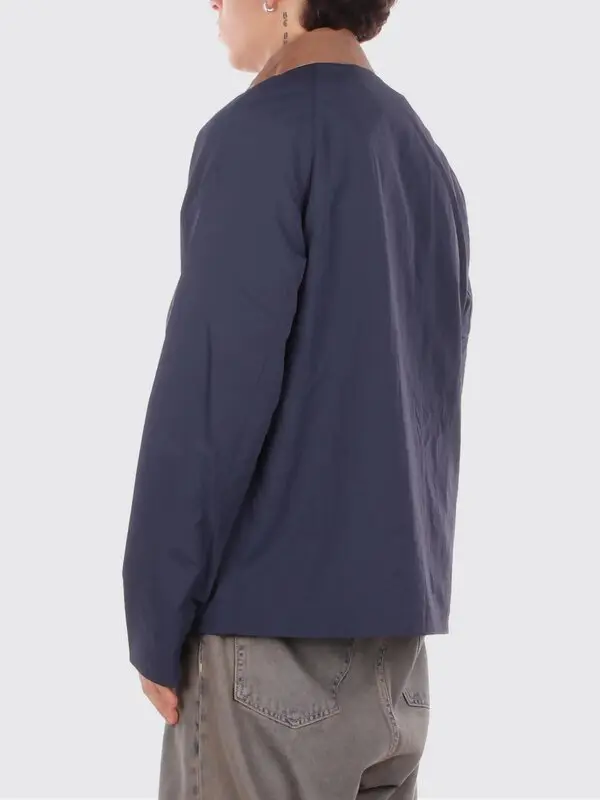 Barbour Button-up Jacket With Band Collar - Blue