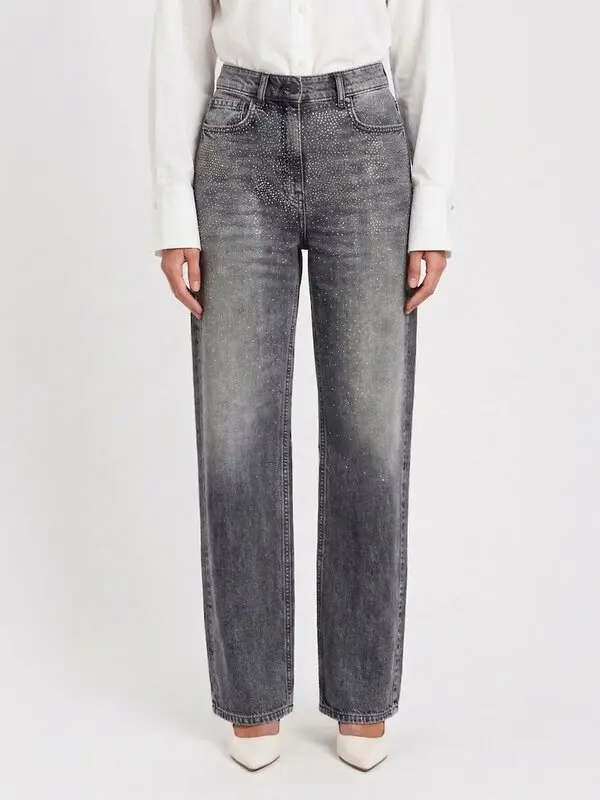 TWINSET Embellished Straight Leg Jeans