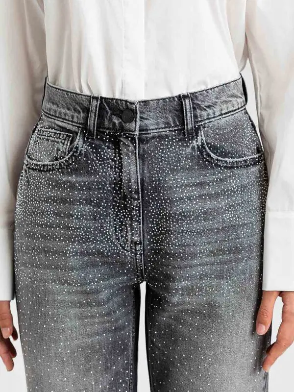 TWINSET Denim Jeans With Applied Rhinestones