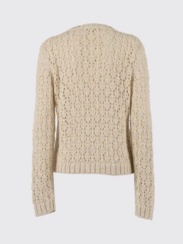 Fabiana Filippi Perforated Cotton Blend Crew Neck Sweater