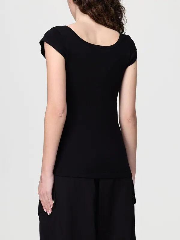 Pinko Ribbed Square Neck Top - Black