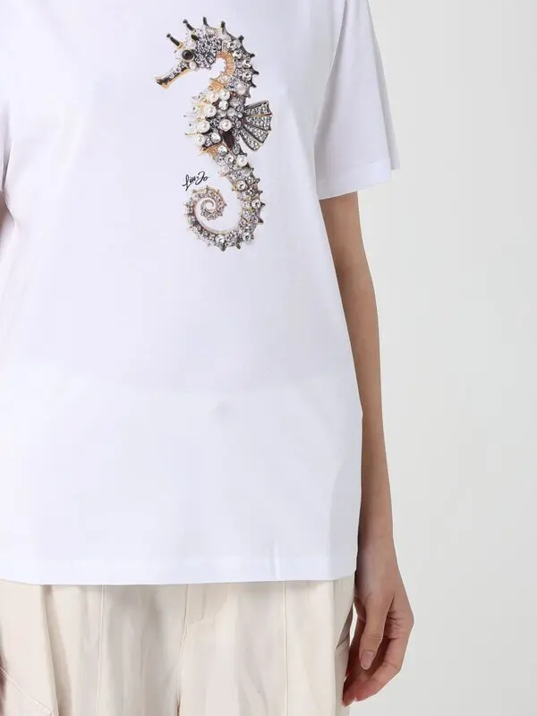 Liu Jo Embellished Seahorse T-shirt - White