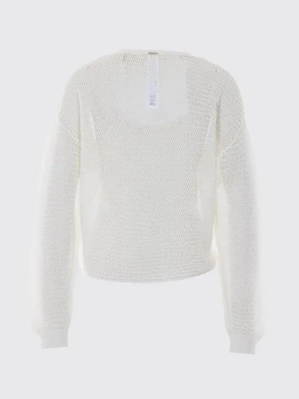 TWINSET Crew Neck Mesh Cotton Top With Embroidery - White