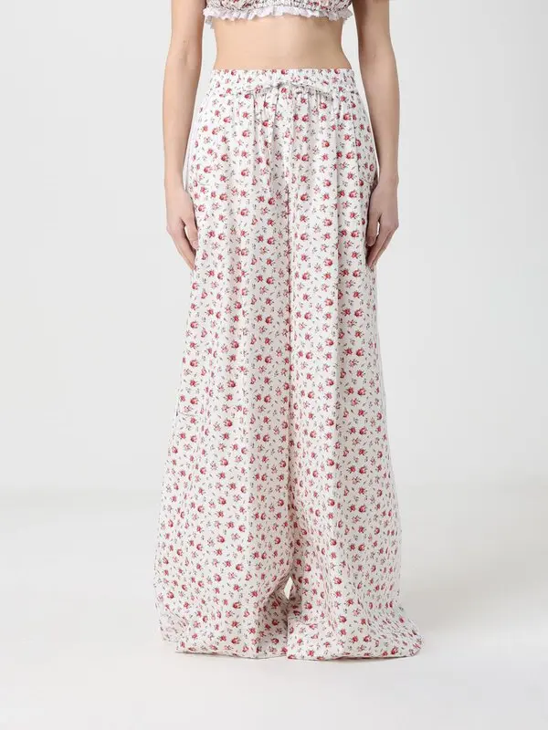 Dolce & Gabbana Printed Cotton Palazzo Trousers - White