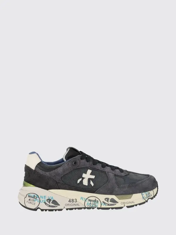 Premiata Mase Suede And Canvas Lace-up Sneakers - Blue 1