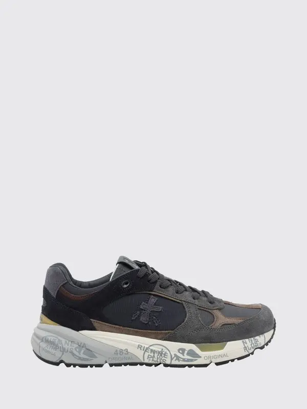 Premiata Mase Suede And Canvas Lace-up Sneakers - Blue