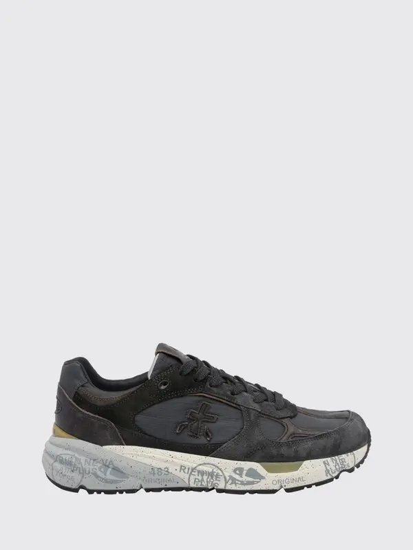 Premiata Mase Suede And Canvas Lace-up Sneakers - Grey