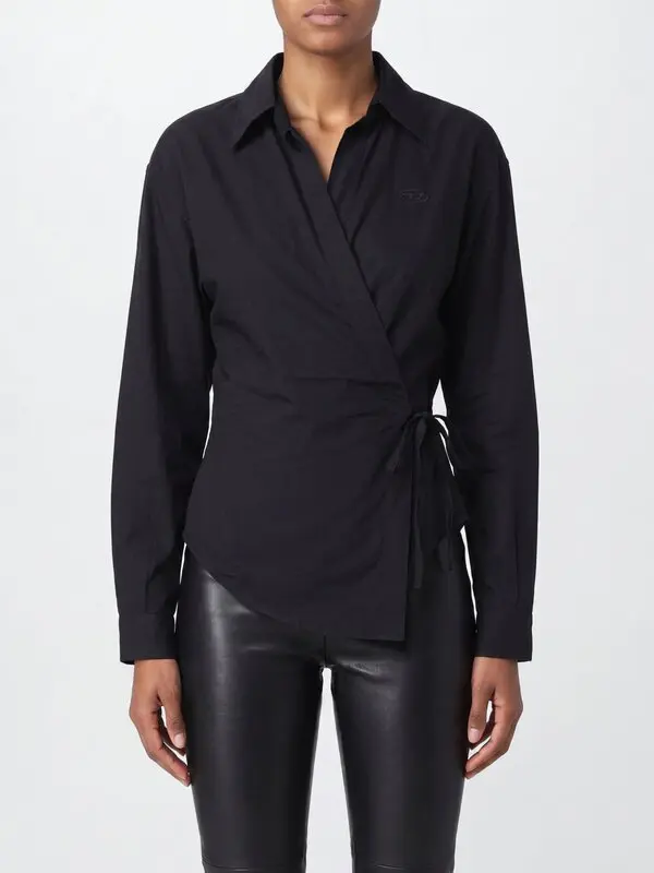 DIESEL® Wrap Shirt With Tie Detail - Black