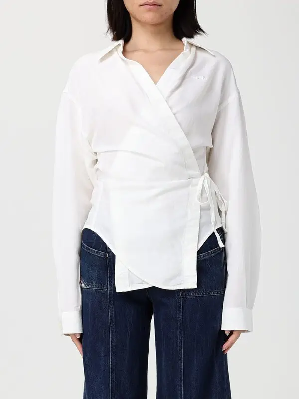 DIESEL® Wrap Shirt With Tie Detail - Ivory
