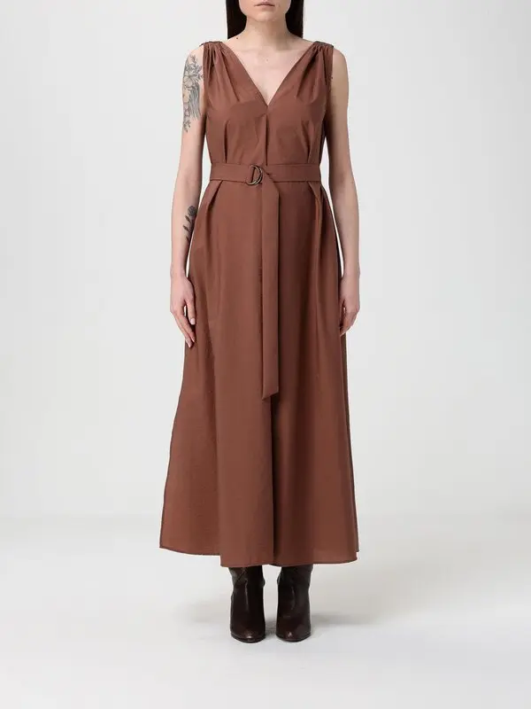 Brunello Cucinelli Cotton Belted Maxi Dress - Red