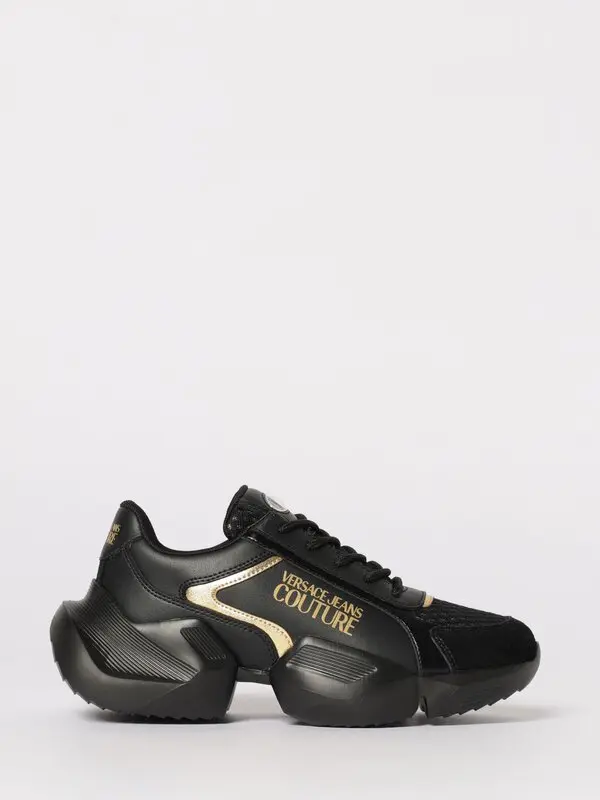 Versace La Greca" Lace Up Sneakers - Black