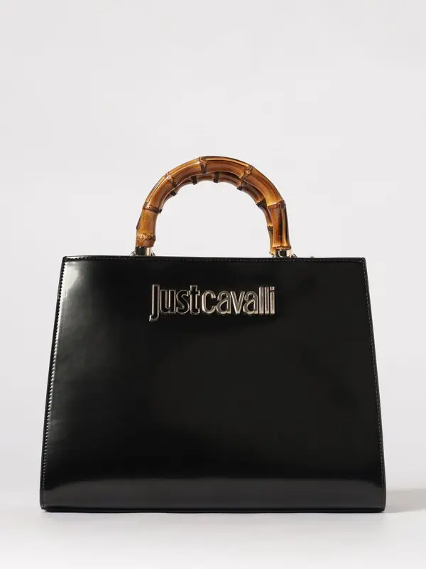 Just Cavalli Brushed Faux Leather Bag With Bamboo Handle