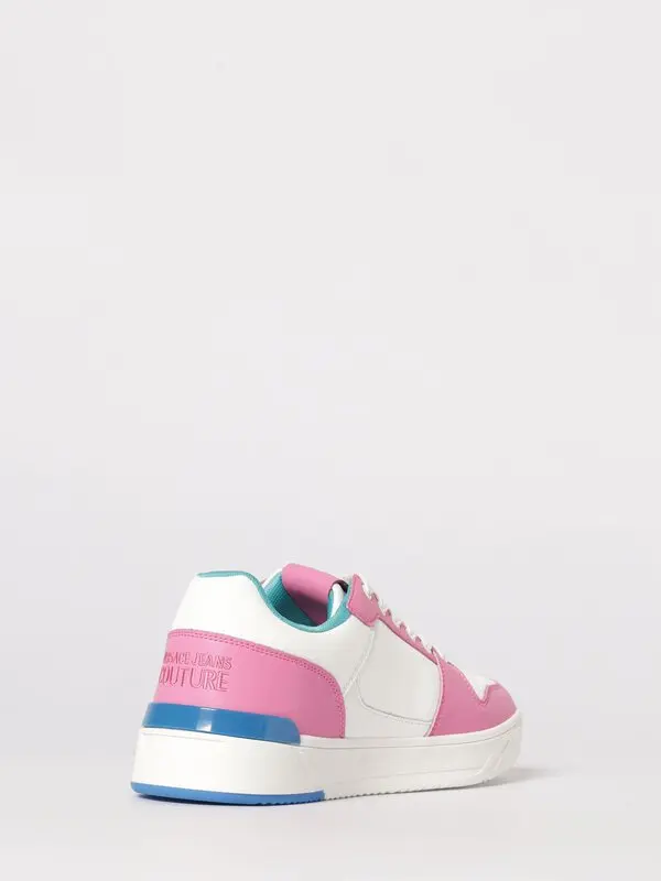 Versace Leather Sneakers With Printed Logo - White