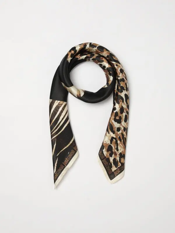 Just Cavalli Foliage Print Silk Scarf - Beige